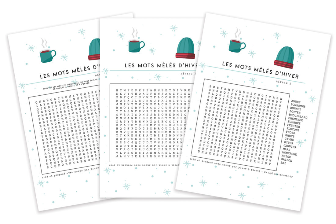 Mots mêlés d’hiver | Plume & Picoti
