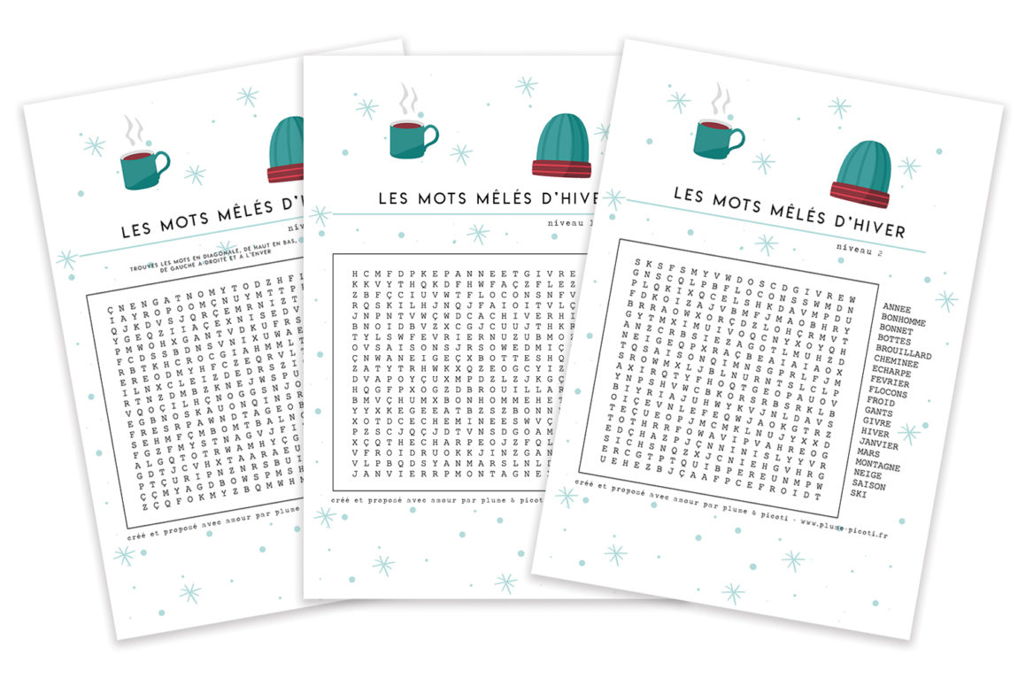 Mots mêlés d’hiver | Plume & Picoti